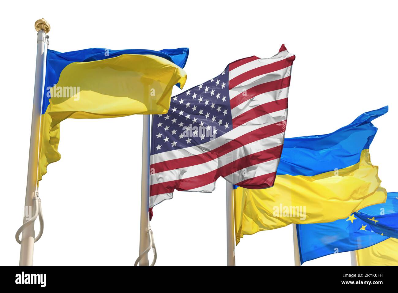 Ukraine Ukrainian flag and US USA flags Stock Photo - Alamy