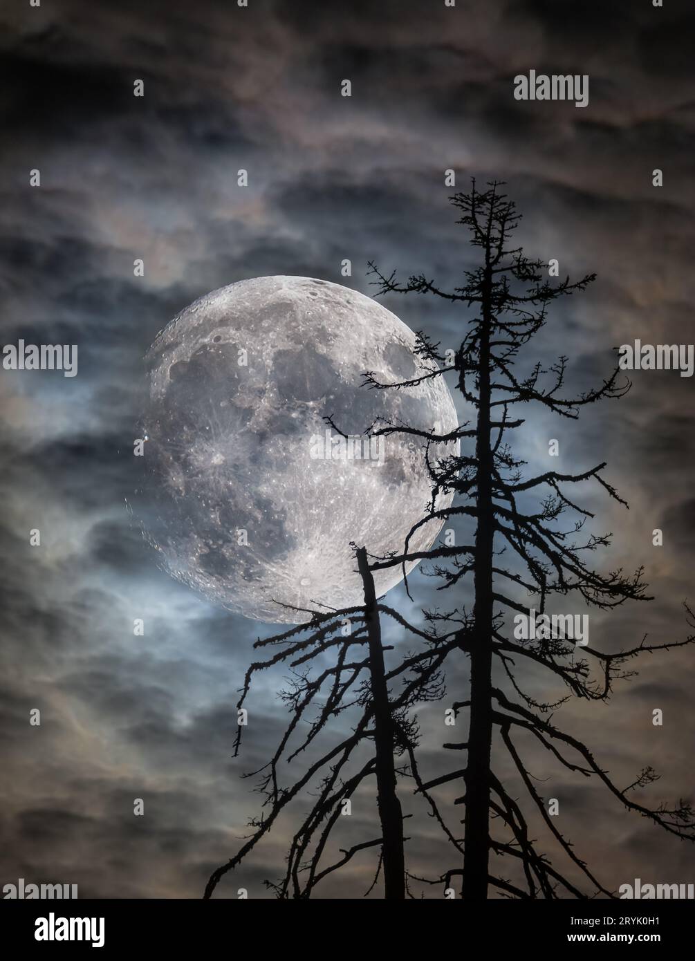 Spooky Moon With Clouds