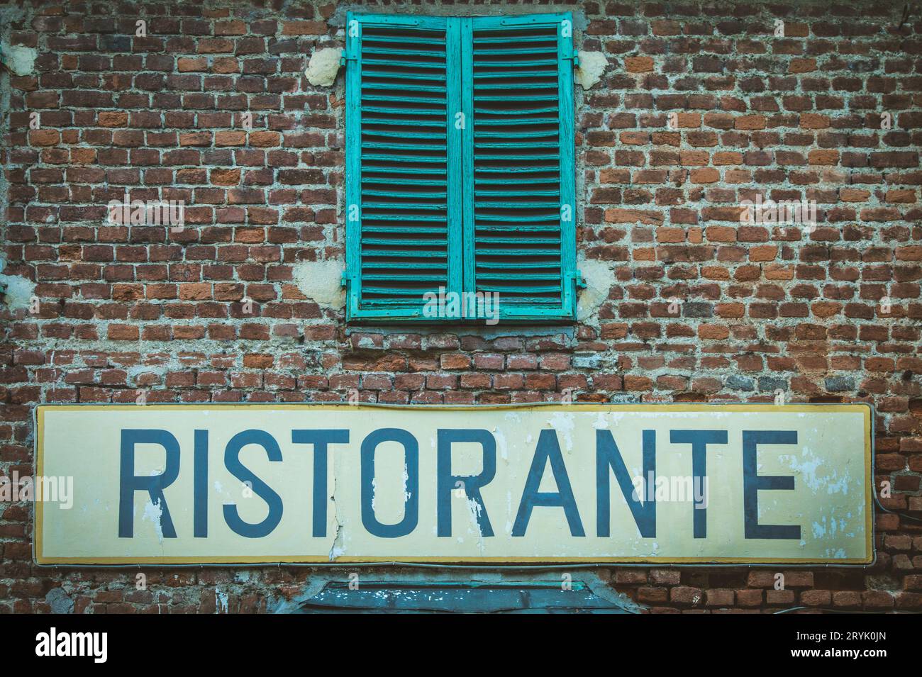 Old vintage restaurant sign in Italy - Concept of retro Stock Photo - Alamy