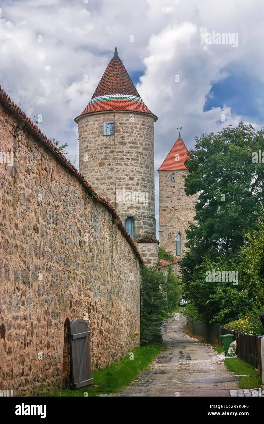Wall around Dinkelsbuhl city, Germany Stock Photo - Alamy