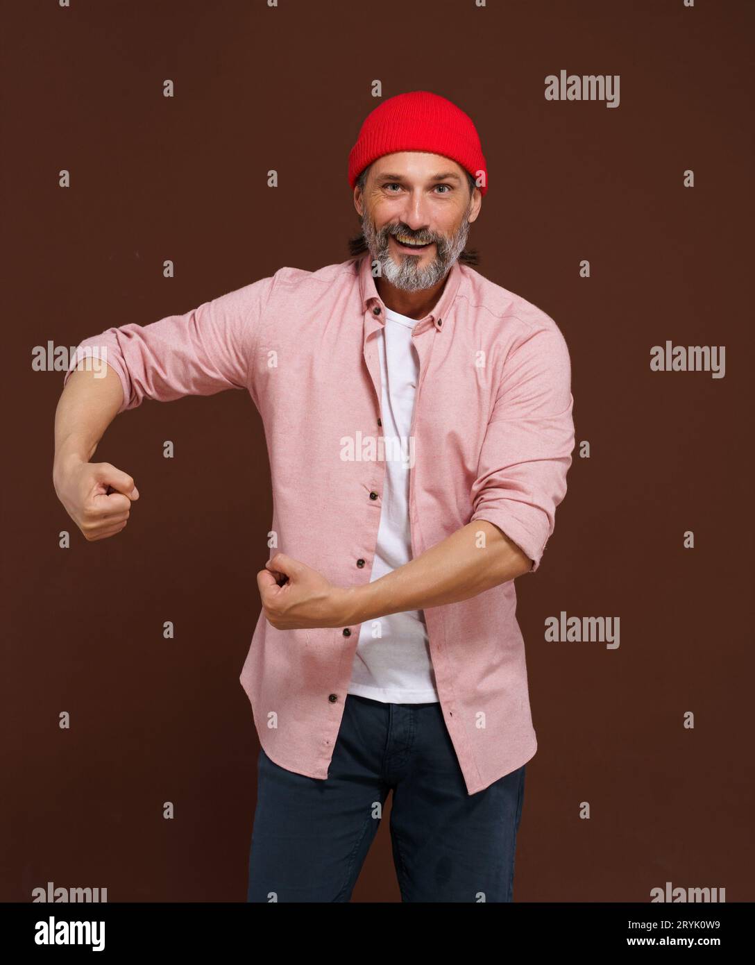 Mature handsome concept. Show strength. middle-aged European man with ...