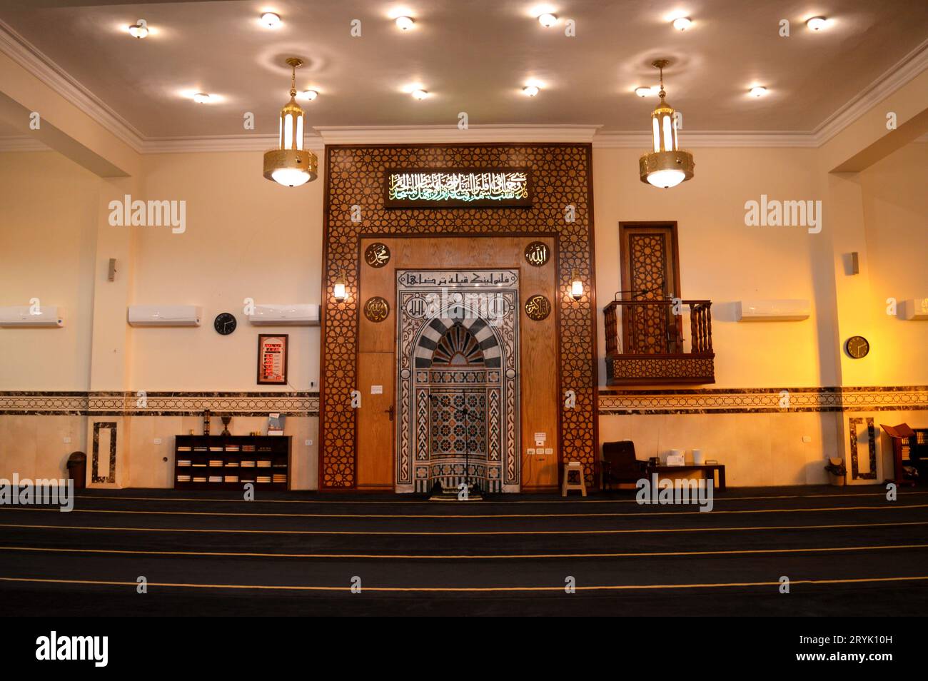 Cairo, Egypt, September 17 2023: The interior of a grand large mosque ...