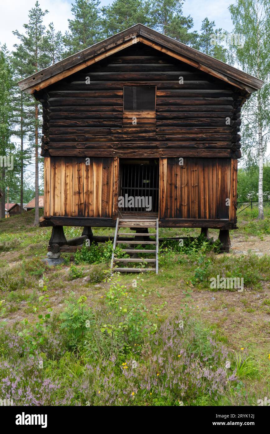 Farmhouses and barns in the open-air museum Dokka, Norway Stock Photo ...