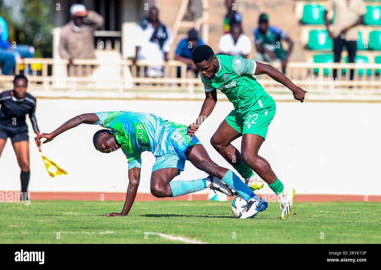 NAIROBI, KENYA - OCTOBER 1: Benson Omalla of Gor Mahia (right) and Derrick Otieno of KCB during ...