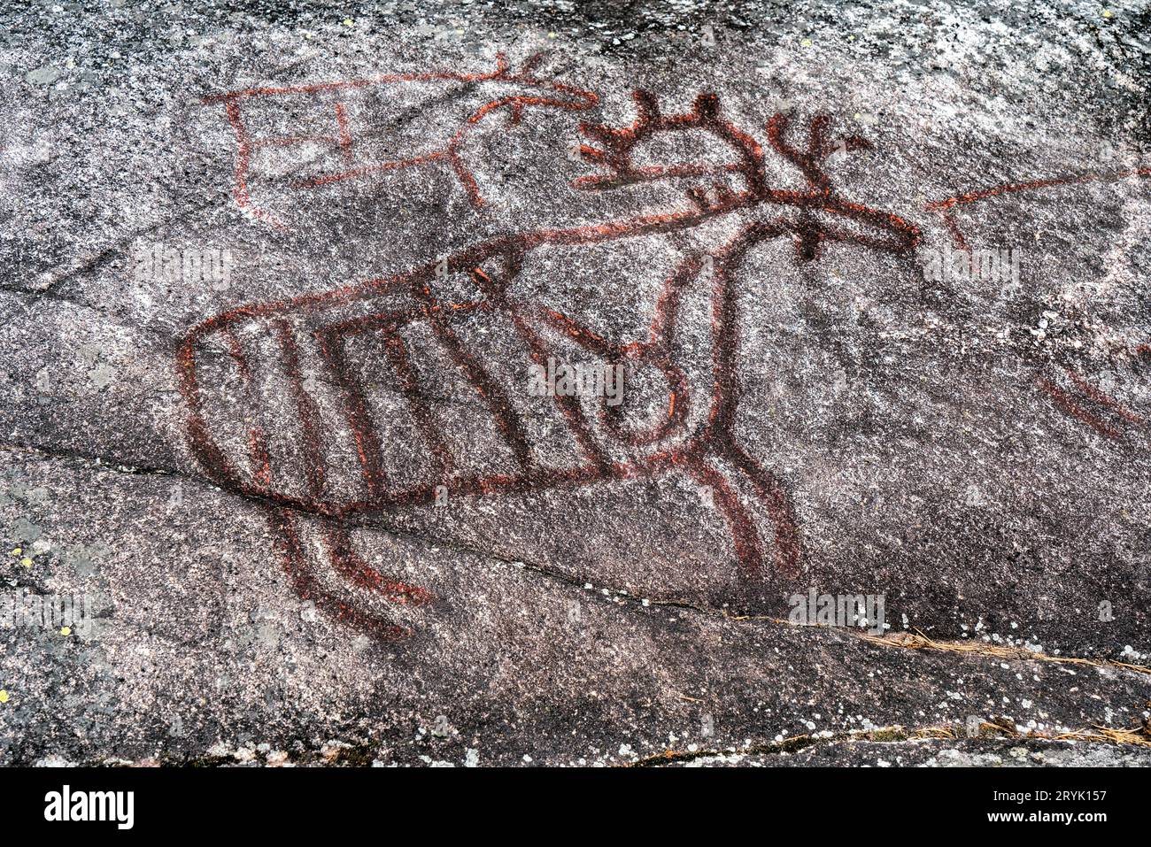 Stone Age rock carvings on the river Etna, Norway Stock Photo - Alamy