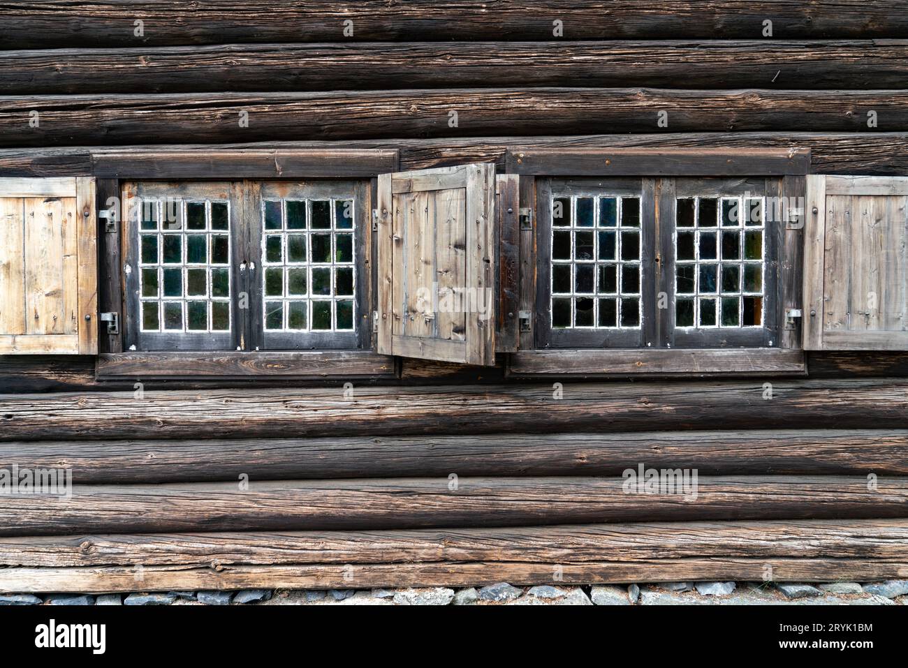 Farmhouses and barns in the open-air museum Dokka, Norway Stock Photo ...