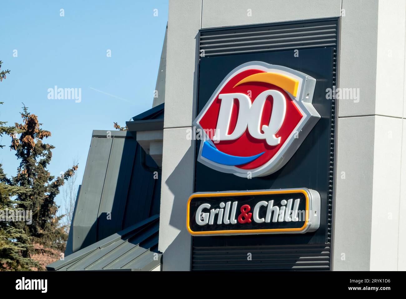 Calgary, Alberta, Canada. Apr 07, 2023. Dairy Queen sign. An American ...