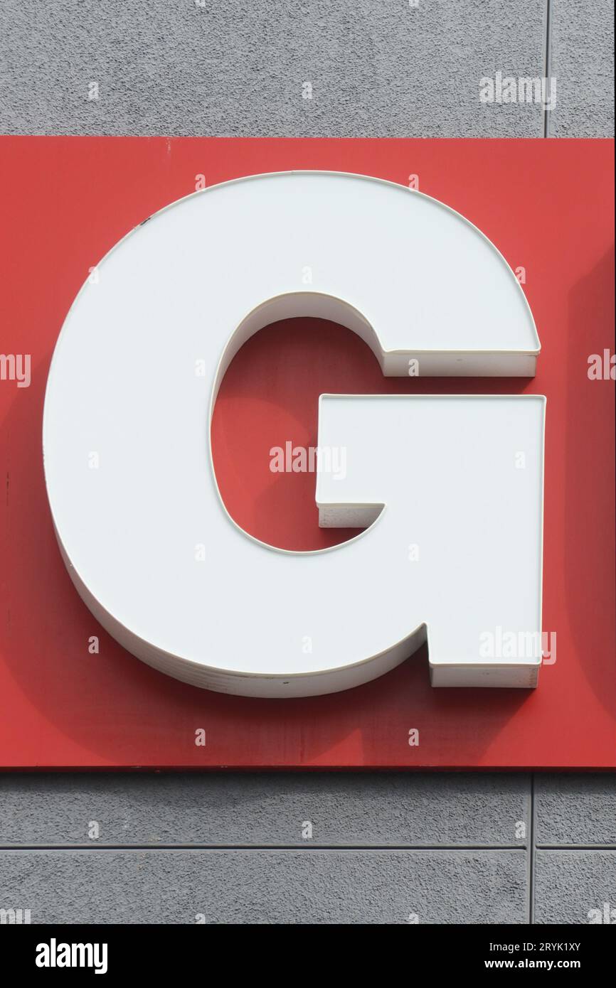 Raised letter G white on red background, adding depth, style & meanng ...