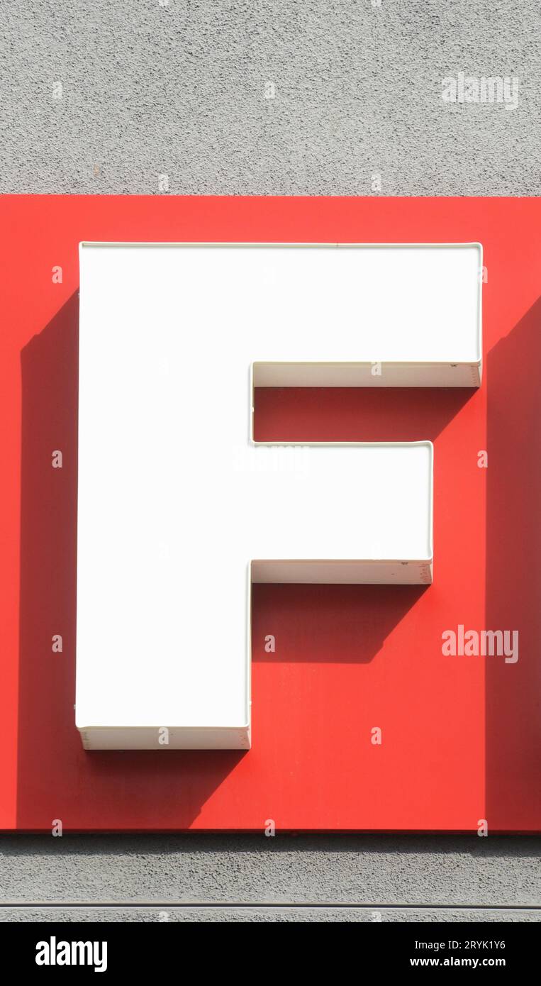 Raised letter F white on red background, adding depth, style & meanng ...