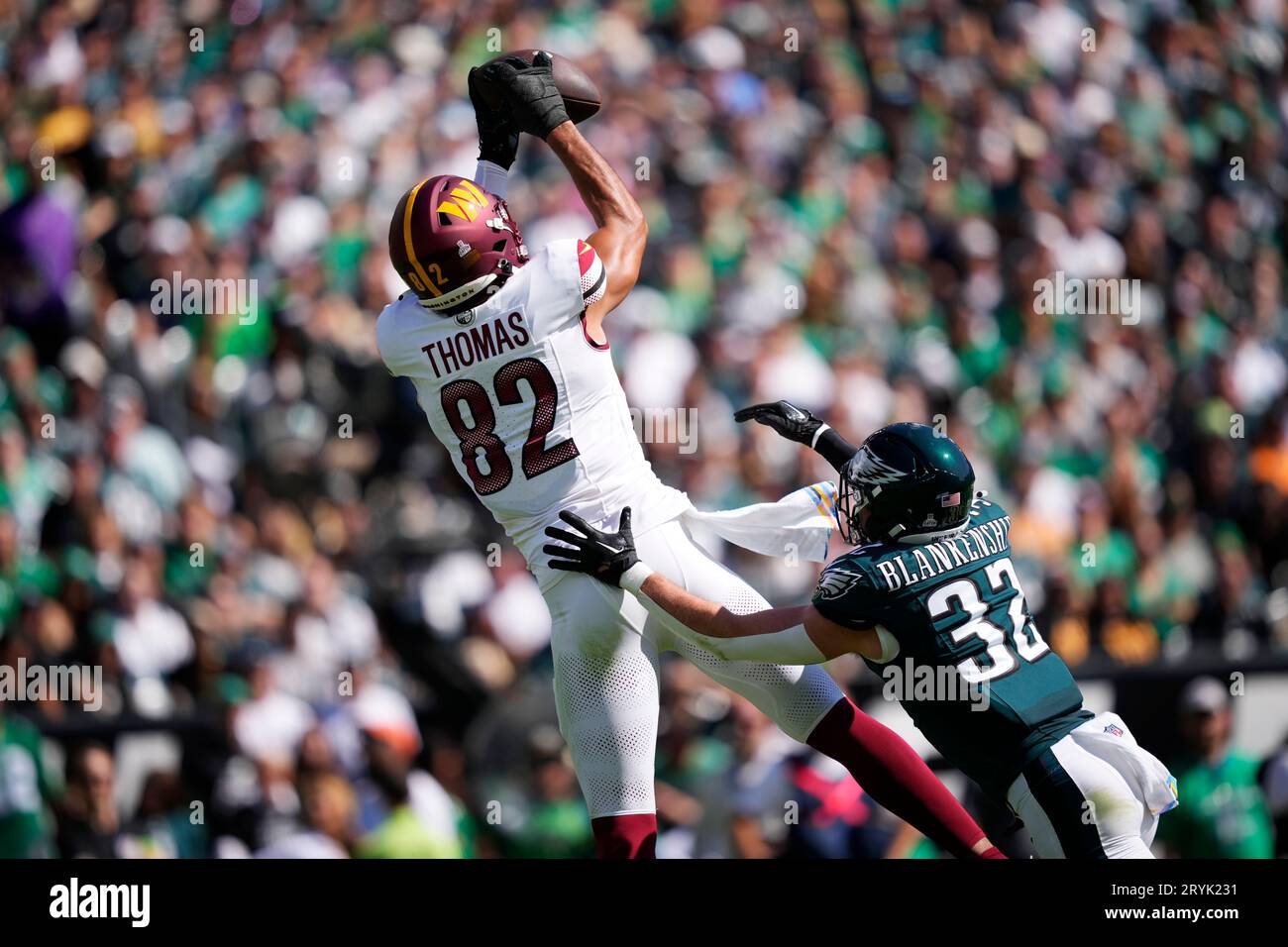 Washington Commanders tight end Logan Thomas (82) catches the ball in ...