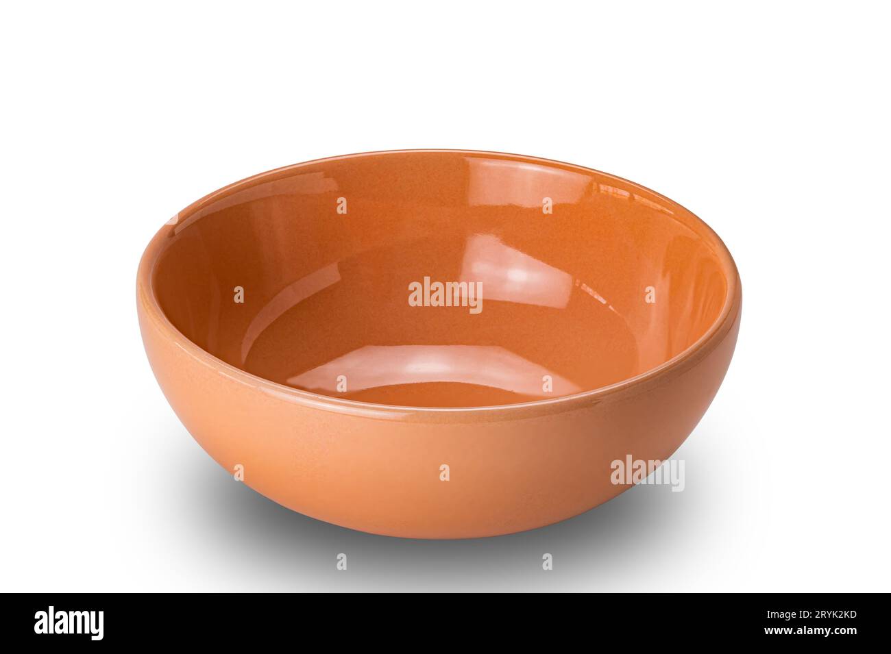 Empty brown ceramic bowl isolated on white background Stock Photo - Alamy