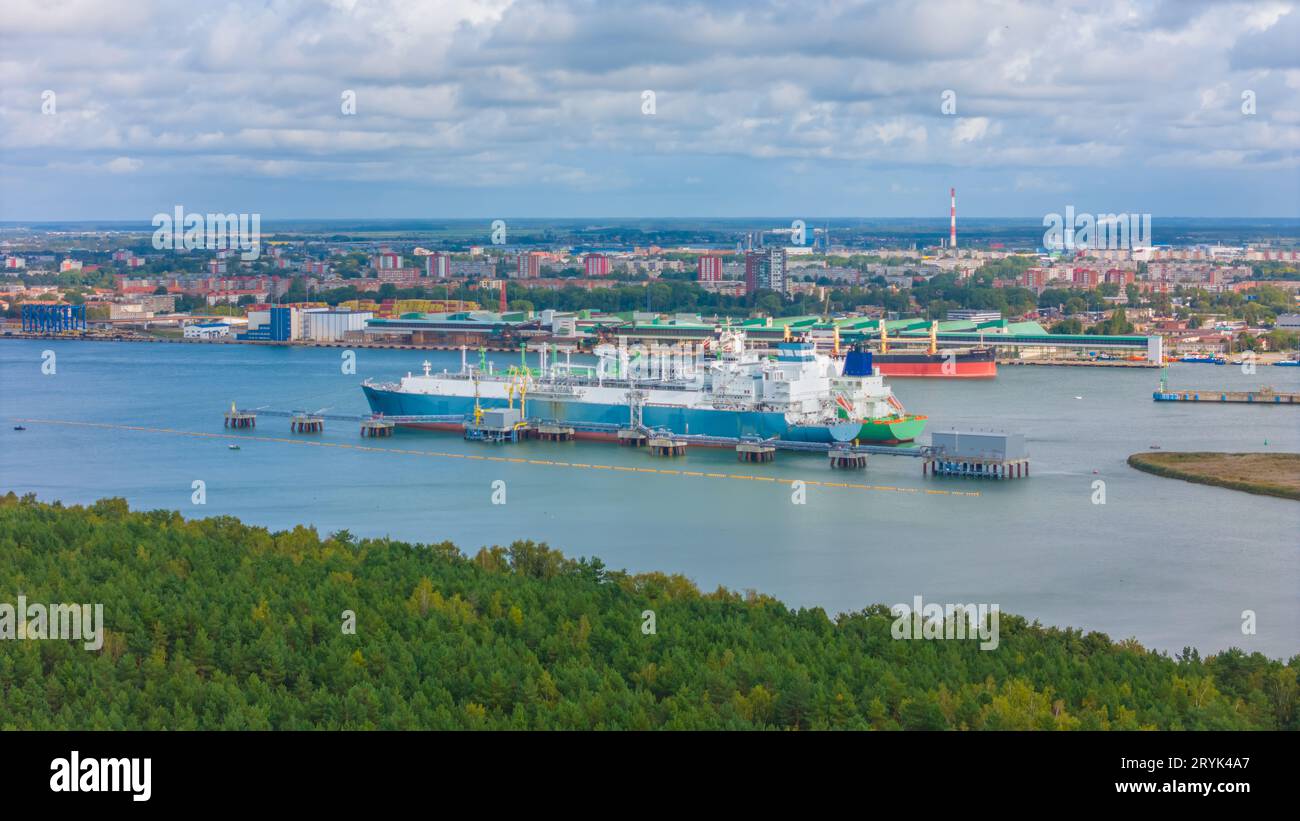 Aerial view of floating LNG storage and regasification unit. The ... Aerial view of floating LNG storage and regasification unit. The ...