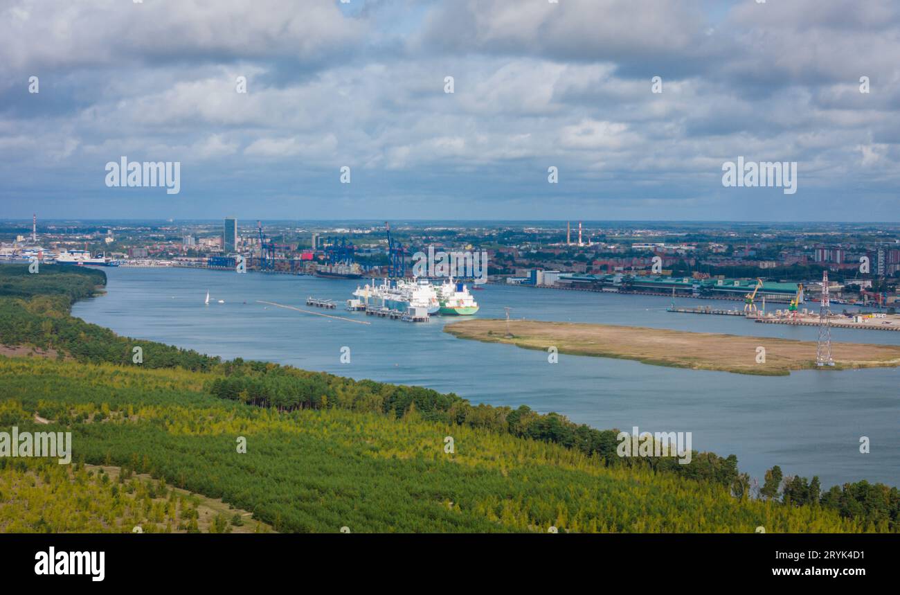 Aerial view of floating LNG storage and regasification unit. The ... Aerial view of floating LNG storage and regasification unit. The ...