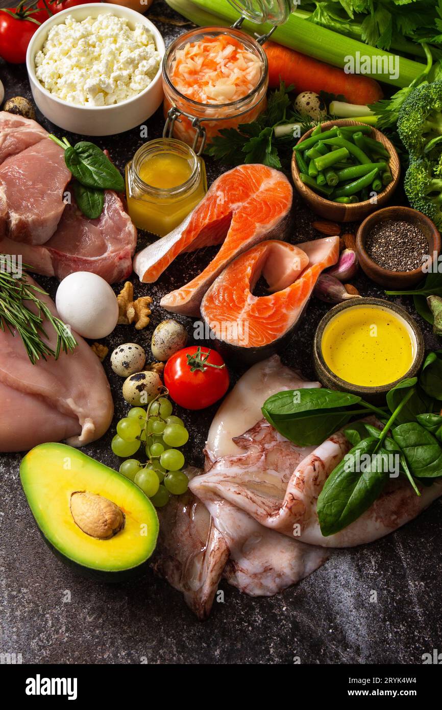 Ingredients for healthy food. Various balanced useful components ...