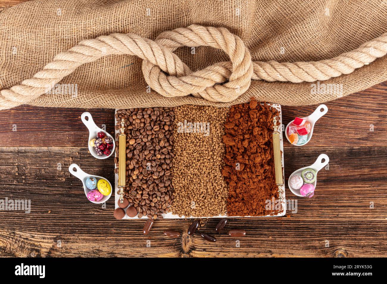 Coffee beans, ground coffee and granules. Beans, instant and ground ...