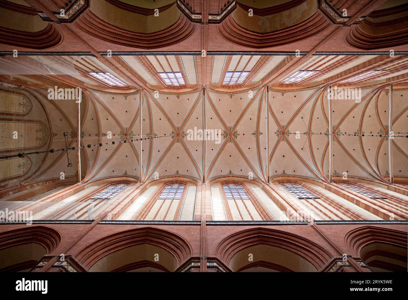 View of the main nave vault of the Nikolai Church, late Gothic ...