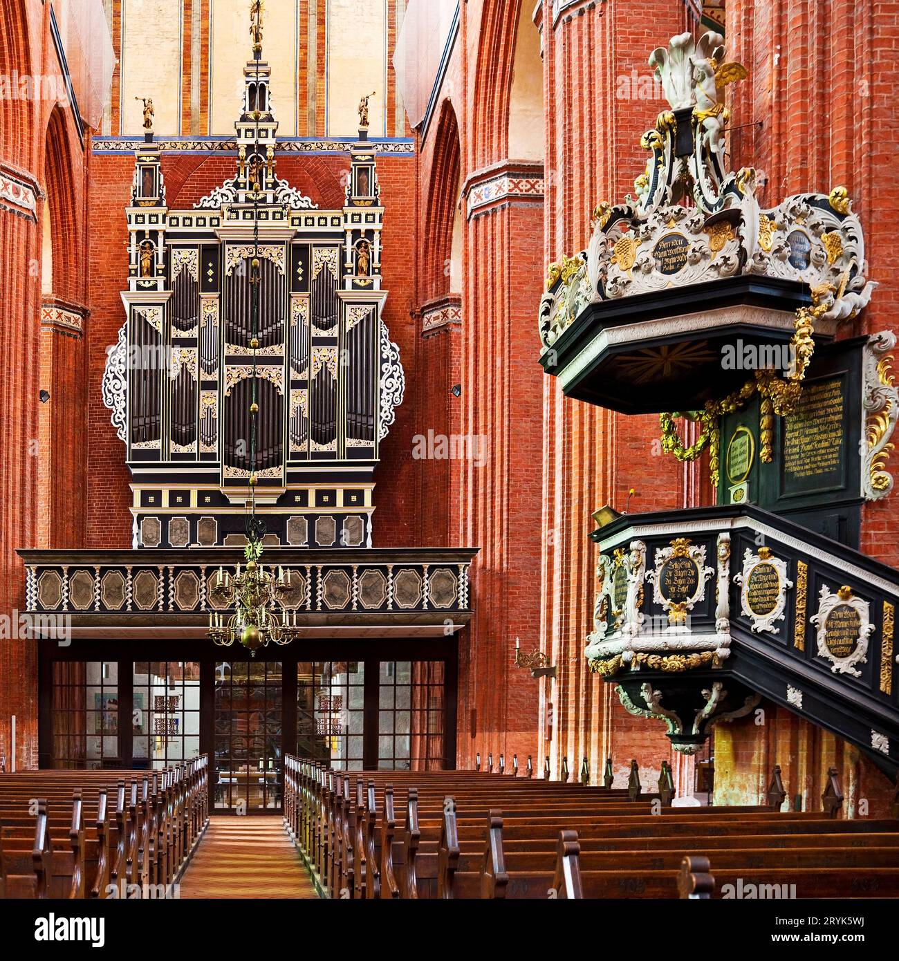 Nave of the Nikolai Church, late Gothic masterpiece, Wismar, Germany ...