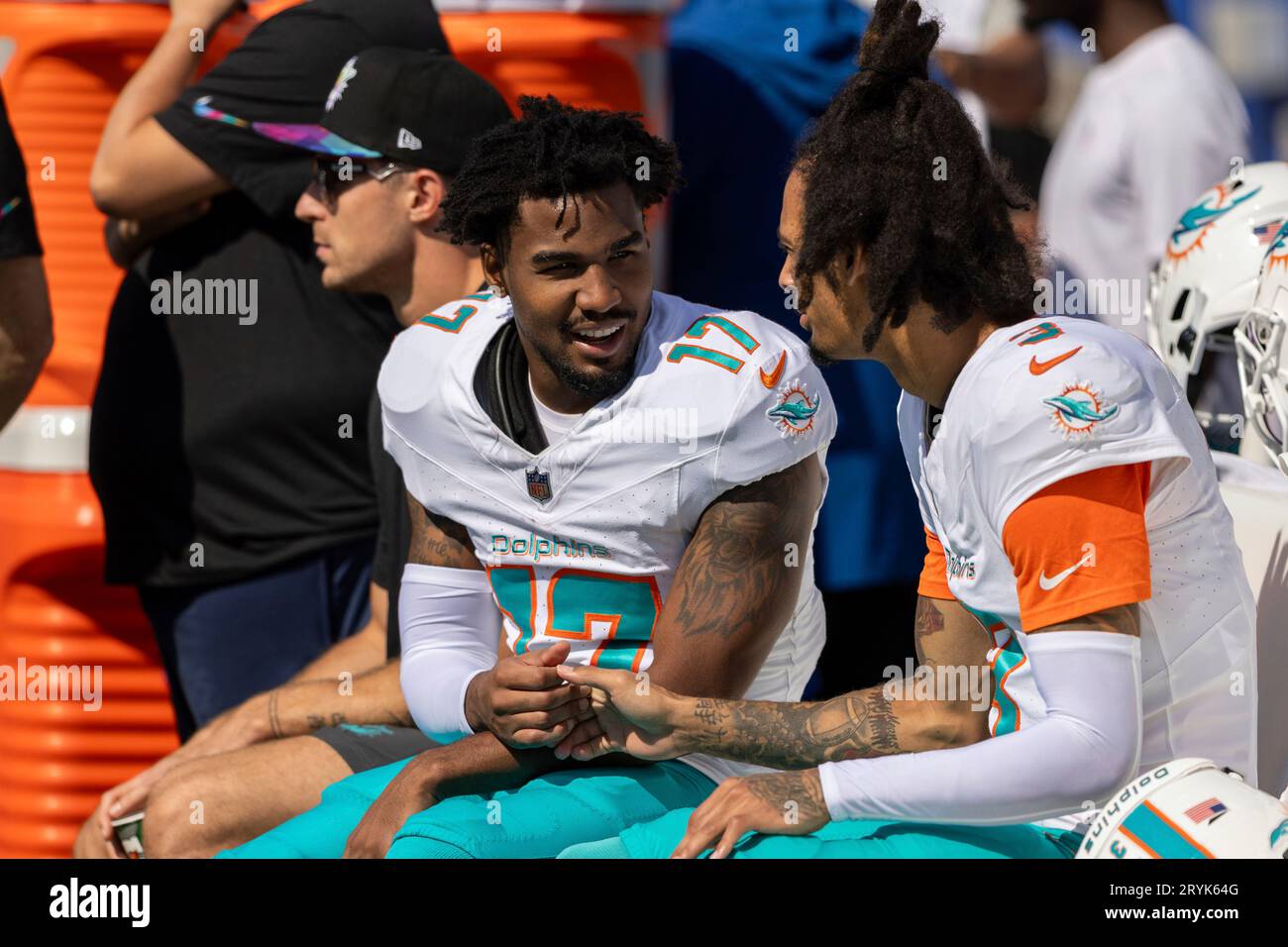 Miami Dolphins wide receiver Jaylen Waddle (17) and wide receiver ...