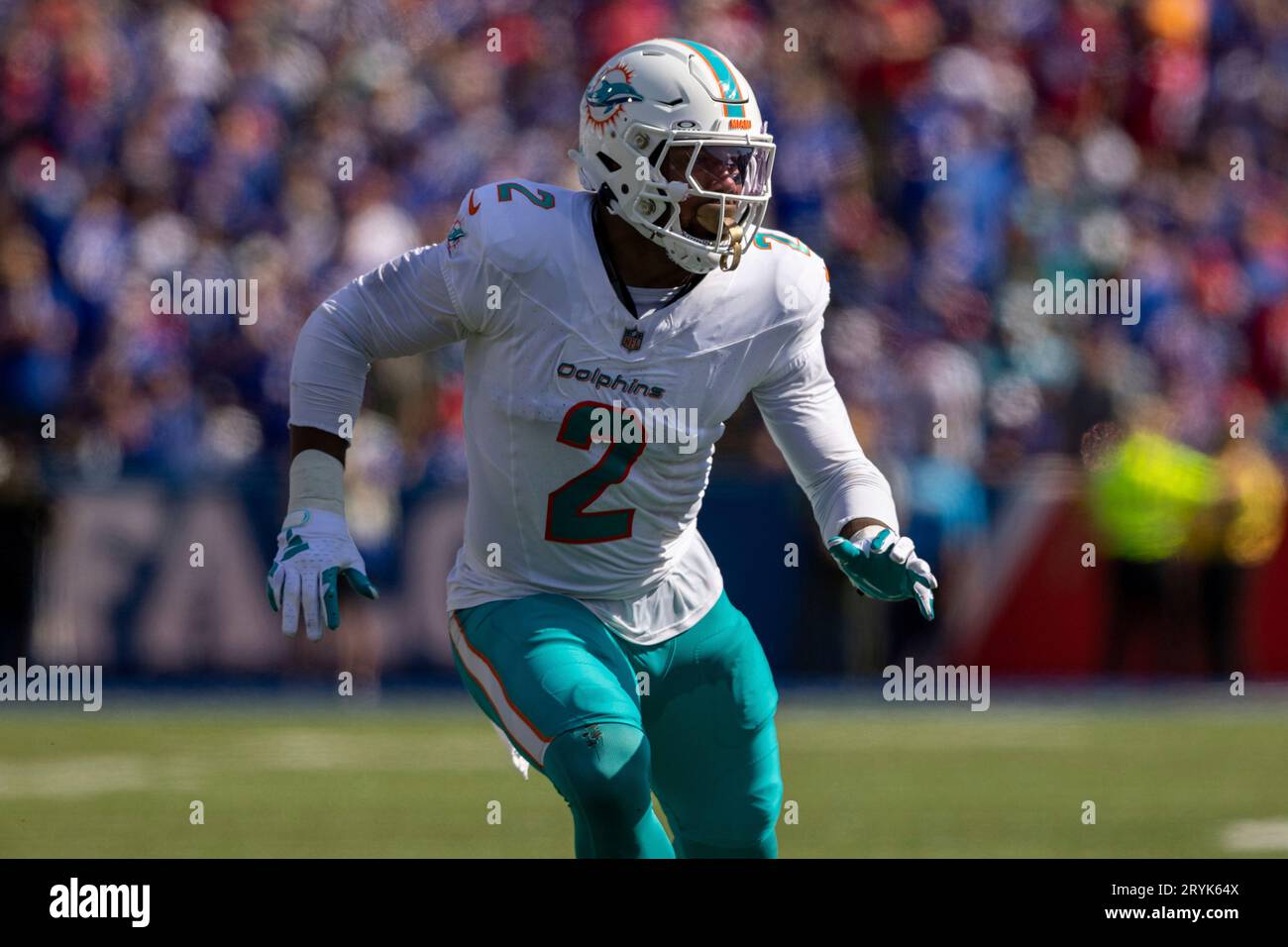 Miami Dolphins linebacker Bradley Chubb (2) defends during an NFL ...