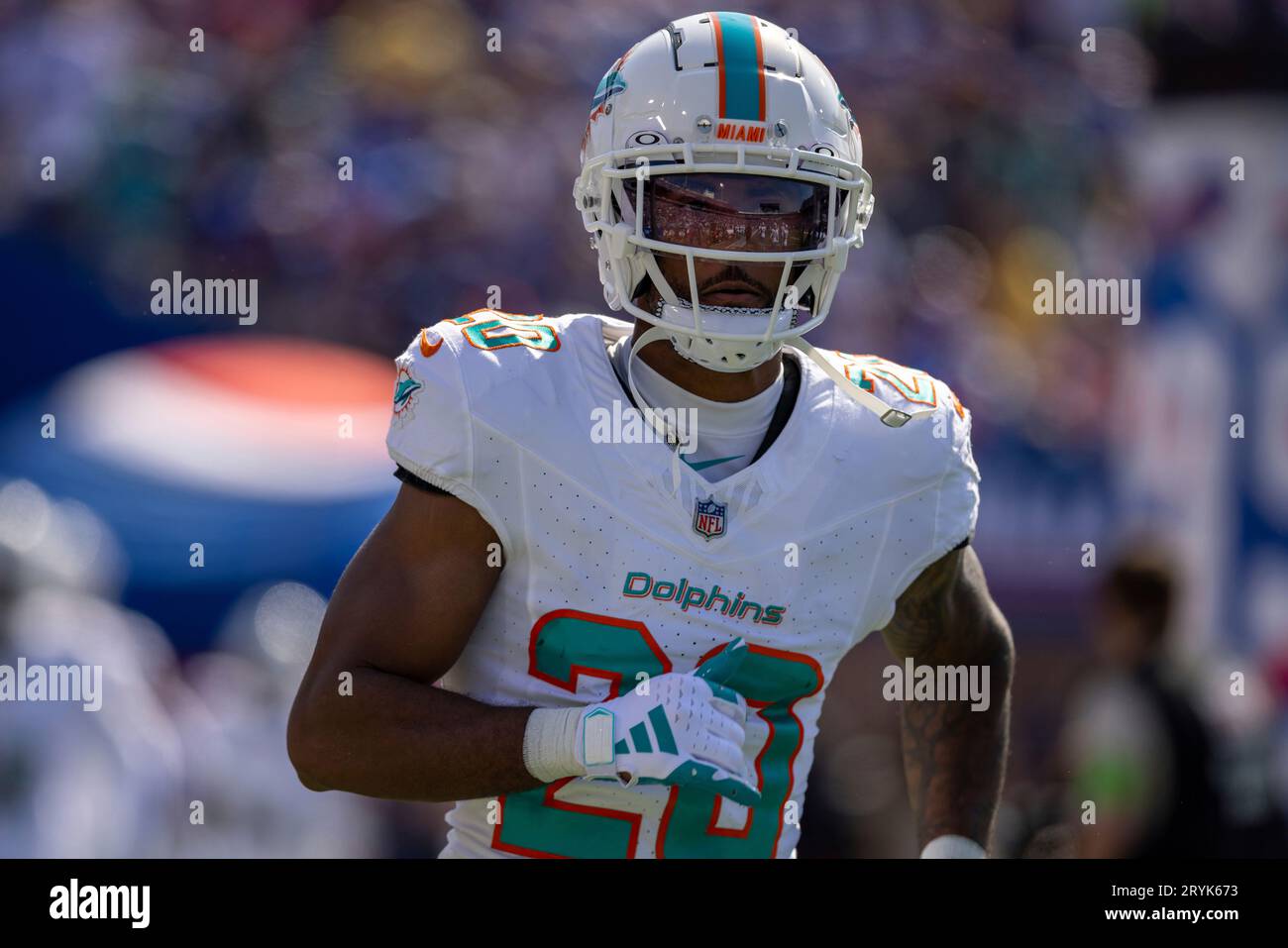 Miami Dolphins cornerback Justin Bethel (20) runs onto the field before ...