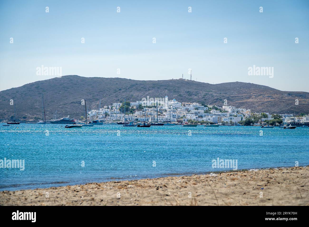 Panoramic view of Adamantas Fenerbahce, Milos, from Papikinou beach ...