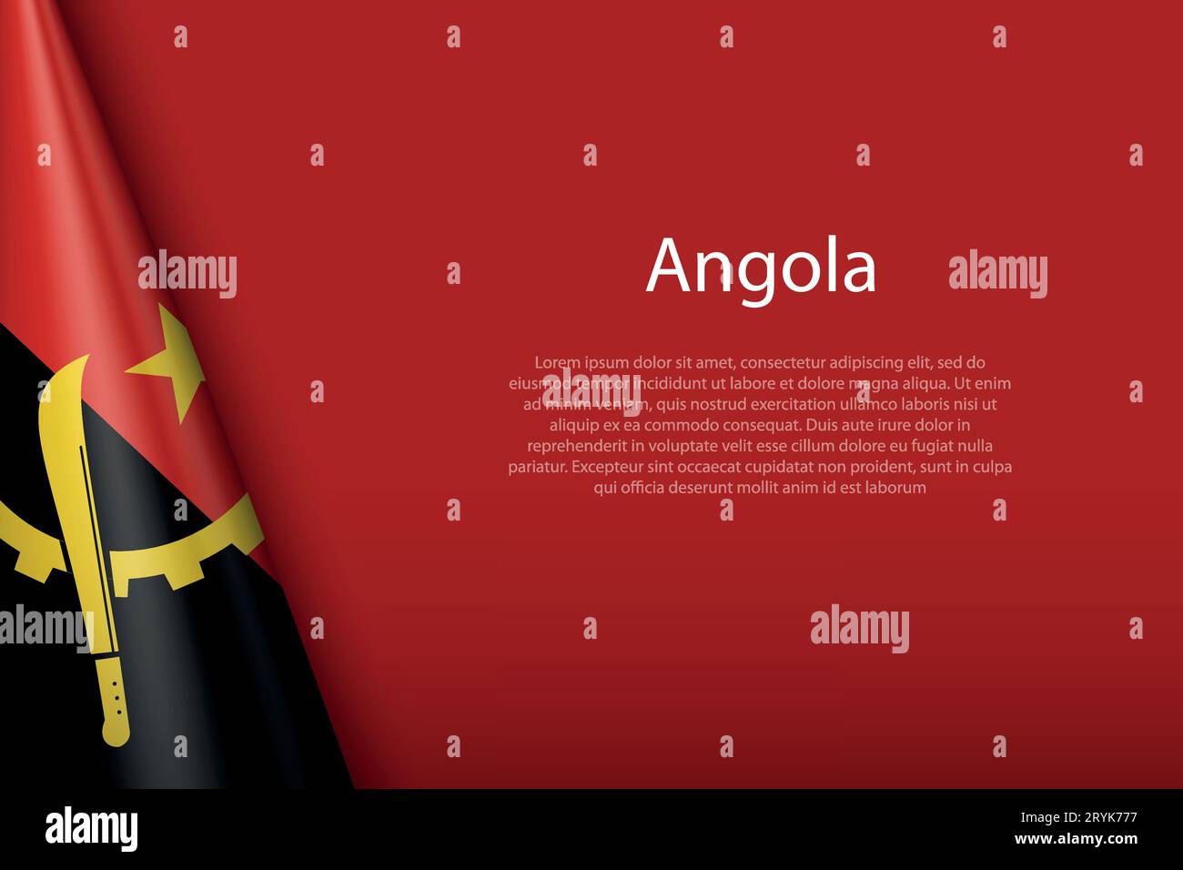 3d national flag Angola isolated on background with copyspace Stock ...