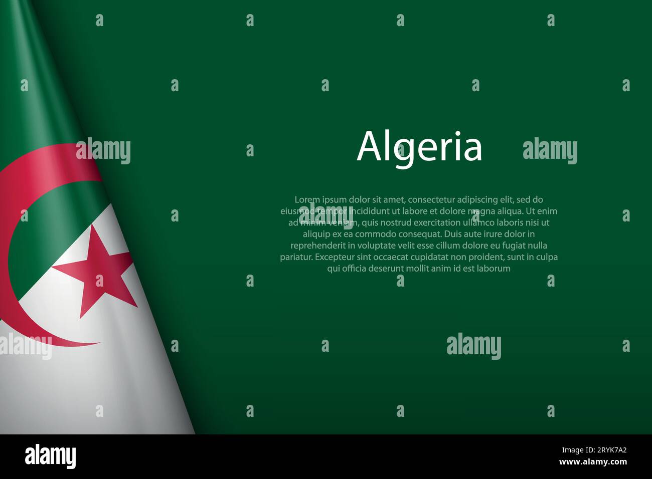 3d national flag Algeria isolated on background with copyspace Stock Vector Image & Art - Alamy