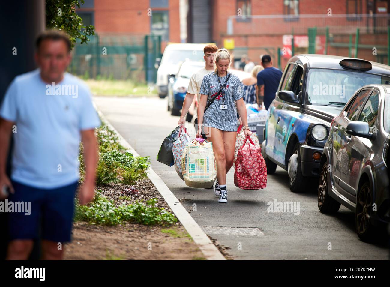 Liverpool students moving into student accommodation Stock Photo - Alamy