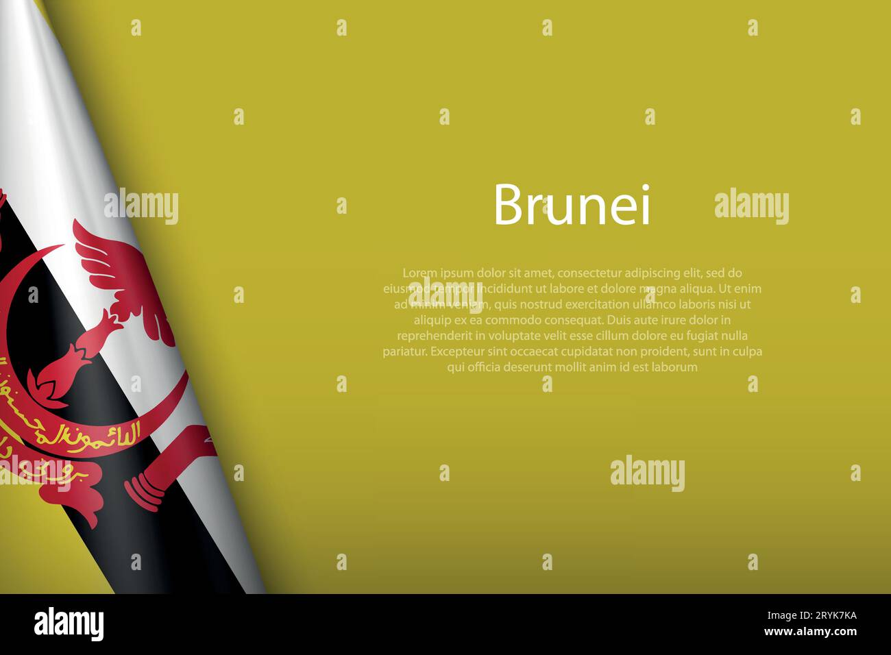 3d national flag Brunei isolated on background with copyspace Stock ...