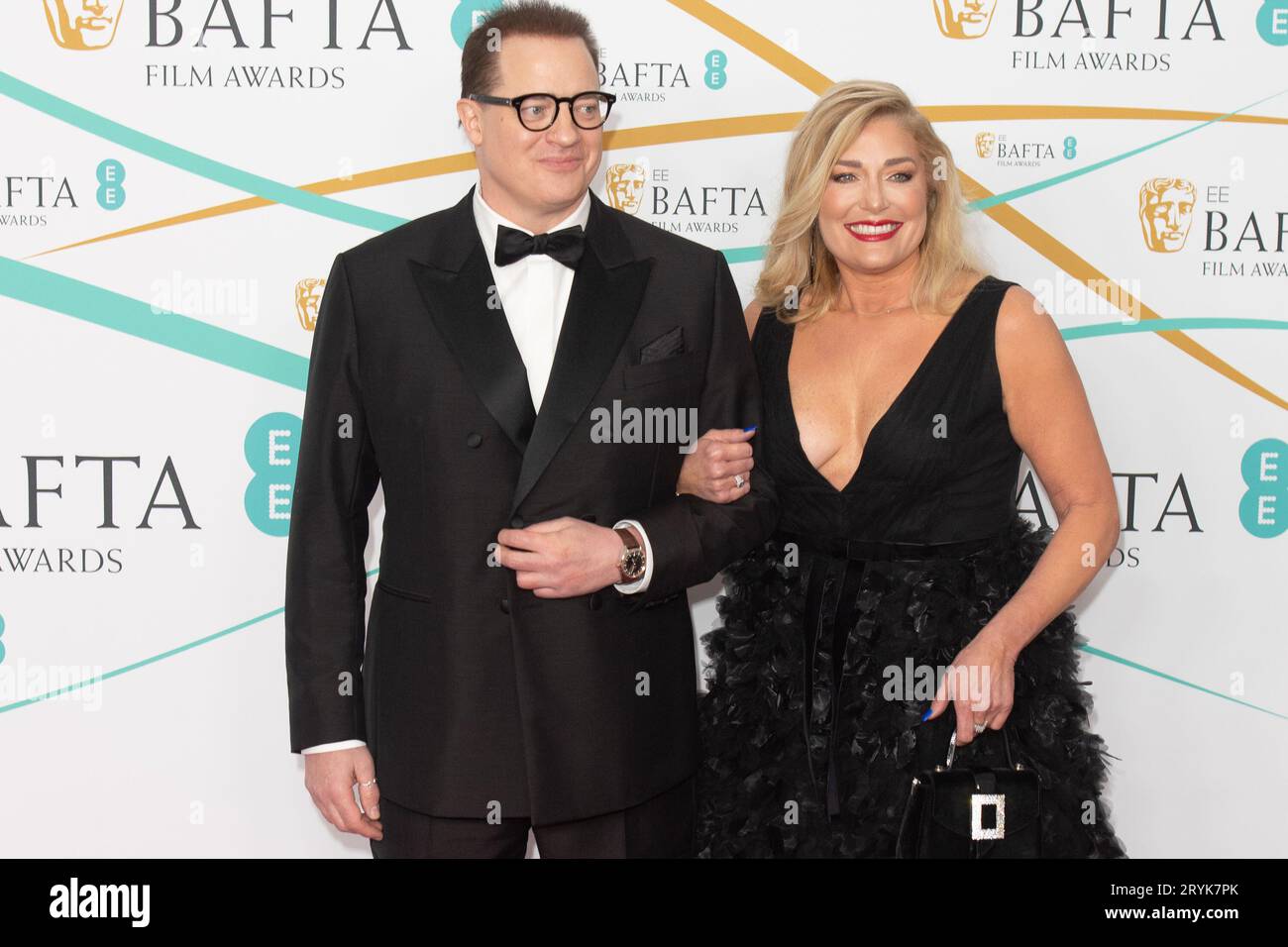 London, UK. 19 Feb, 2023. Pictured: Brendan Fraser and girlfriend ...