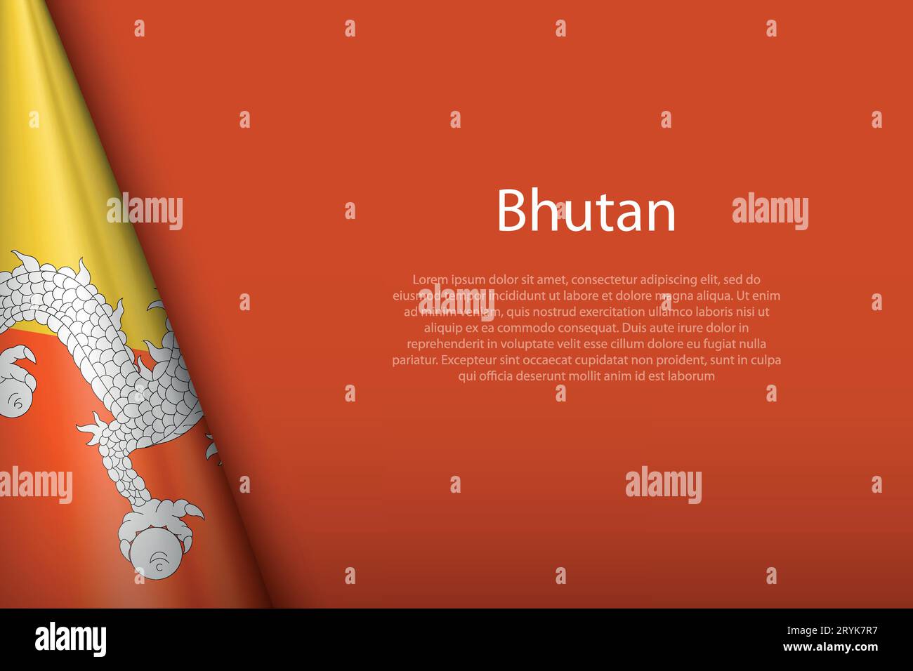 3d national flag Bhutan isolated on background with copyspace Stock ...