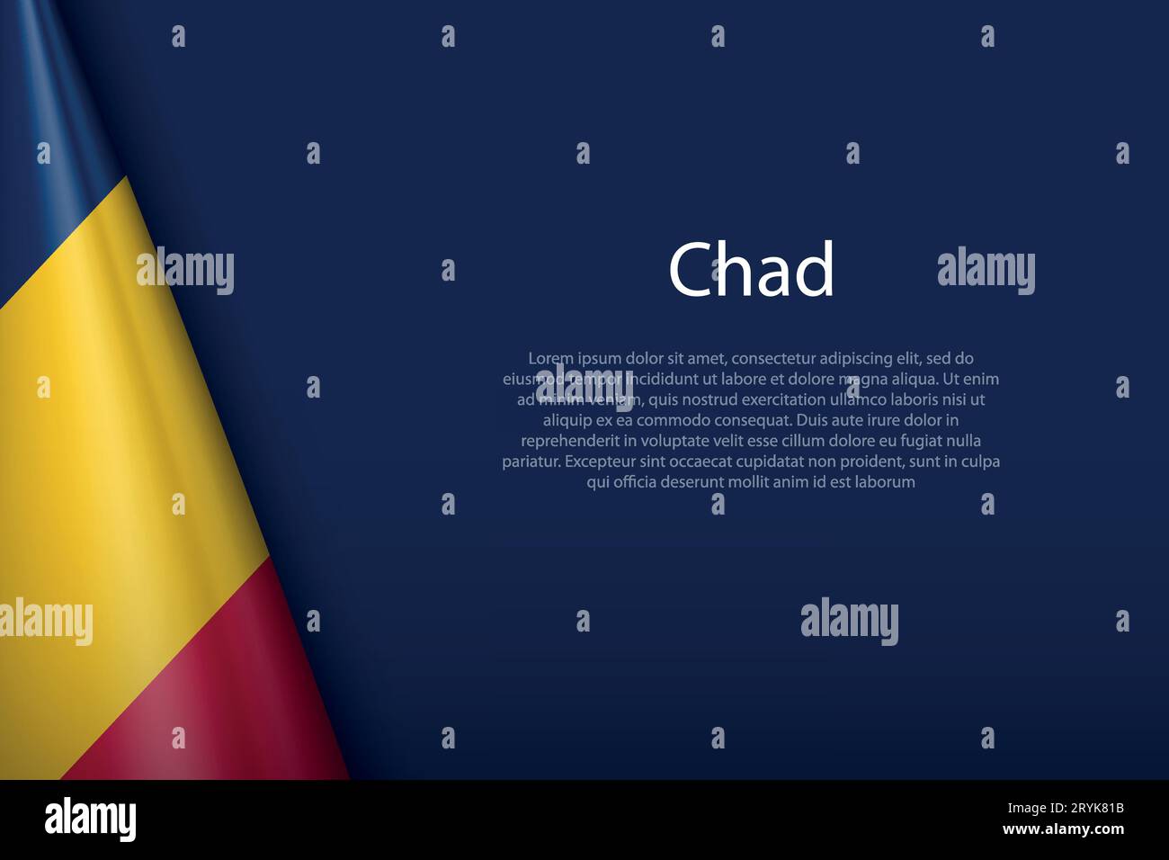3d national flag Chad isolated on background with copyspace Stock ...