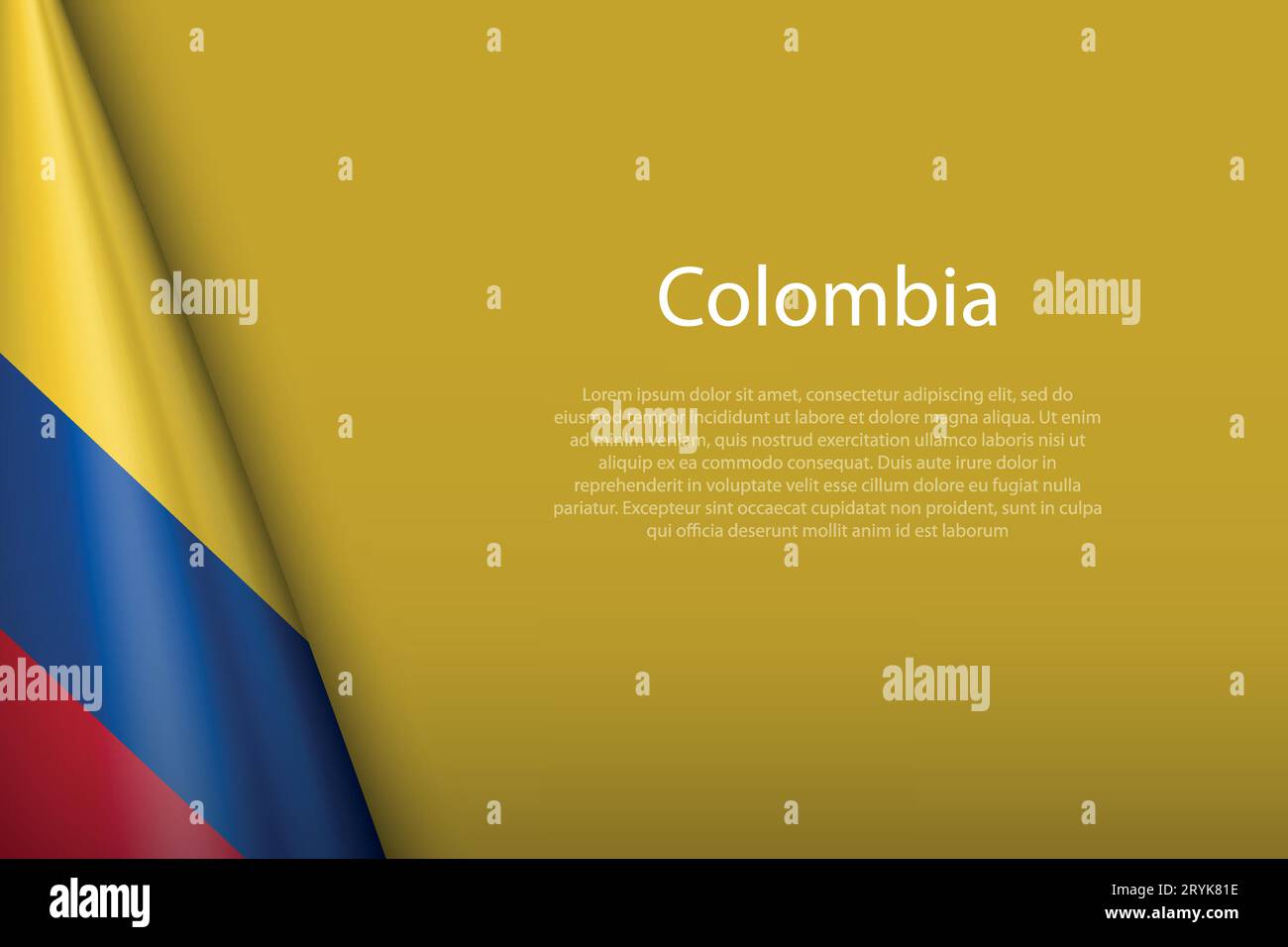 3d national flag Colombia isolated on background with copyspace Stock ...