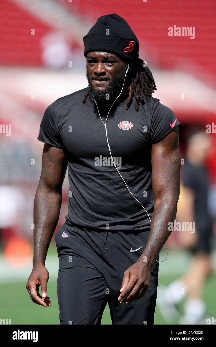 San Francisco 49ers wide receiver Brandon Aiyuk (11) warms up during an ...