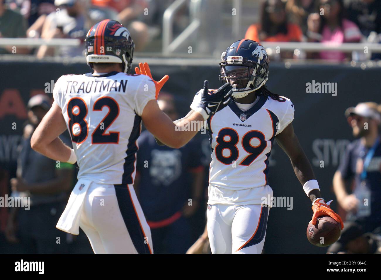 Denver Broncos wide receiver Brandon Johnson (89) celebrates his ...