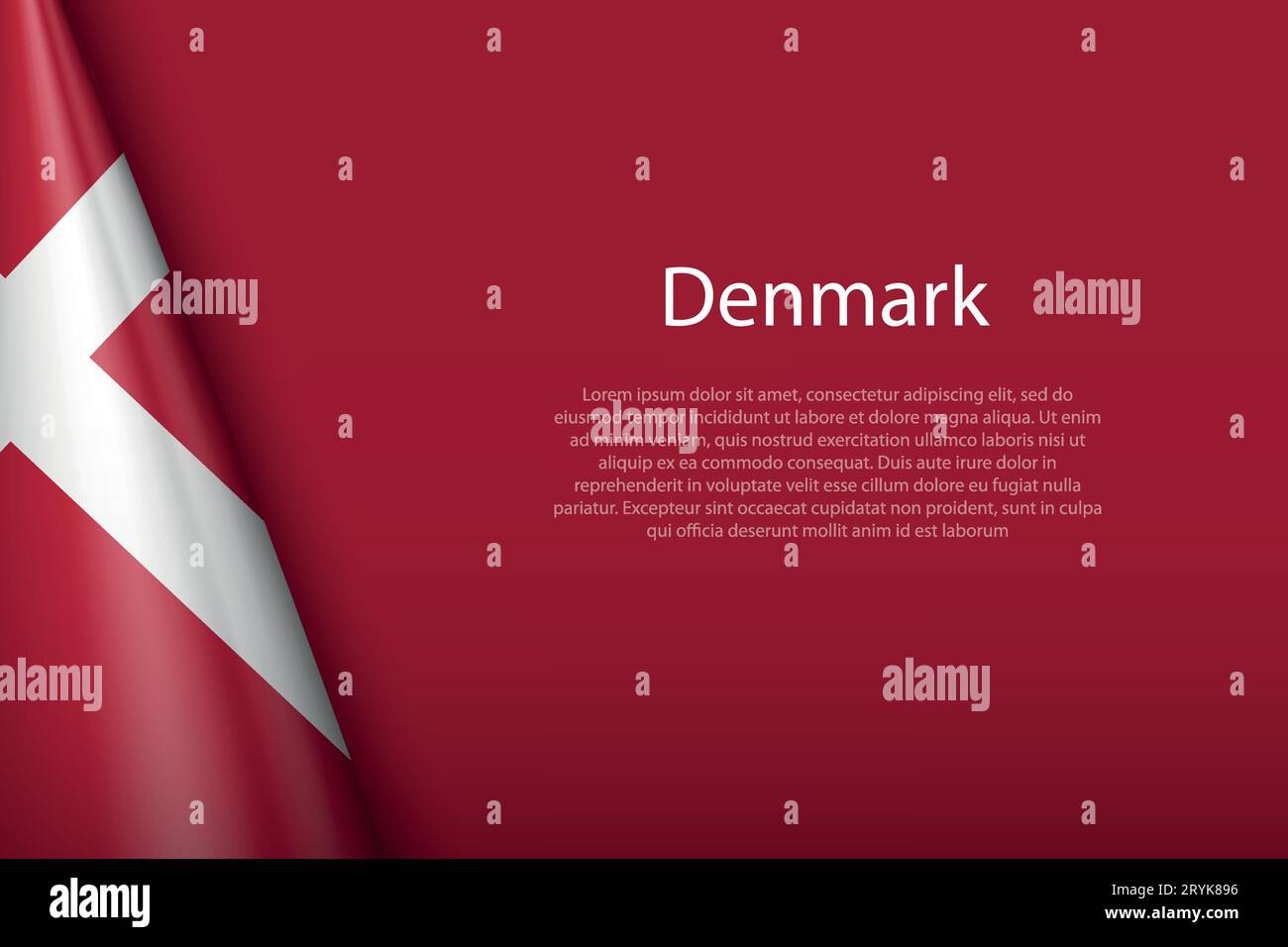 3d national flag Denmark isolated on background with copyspace Stock ...