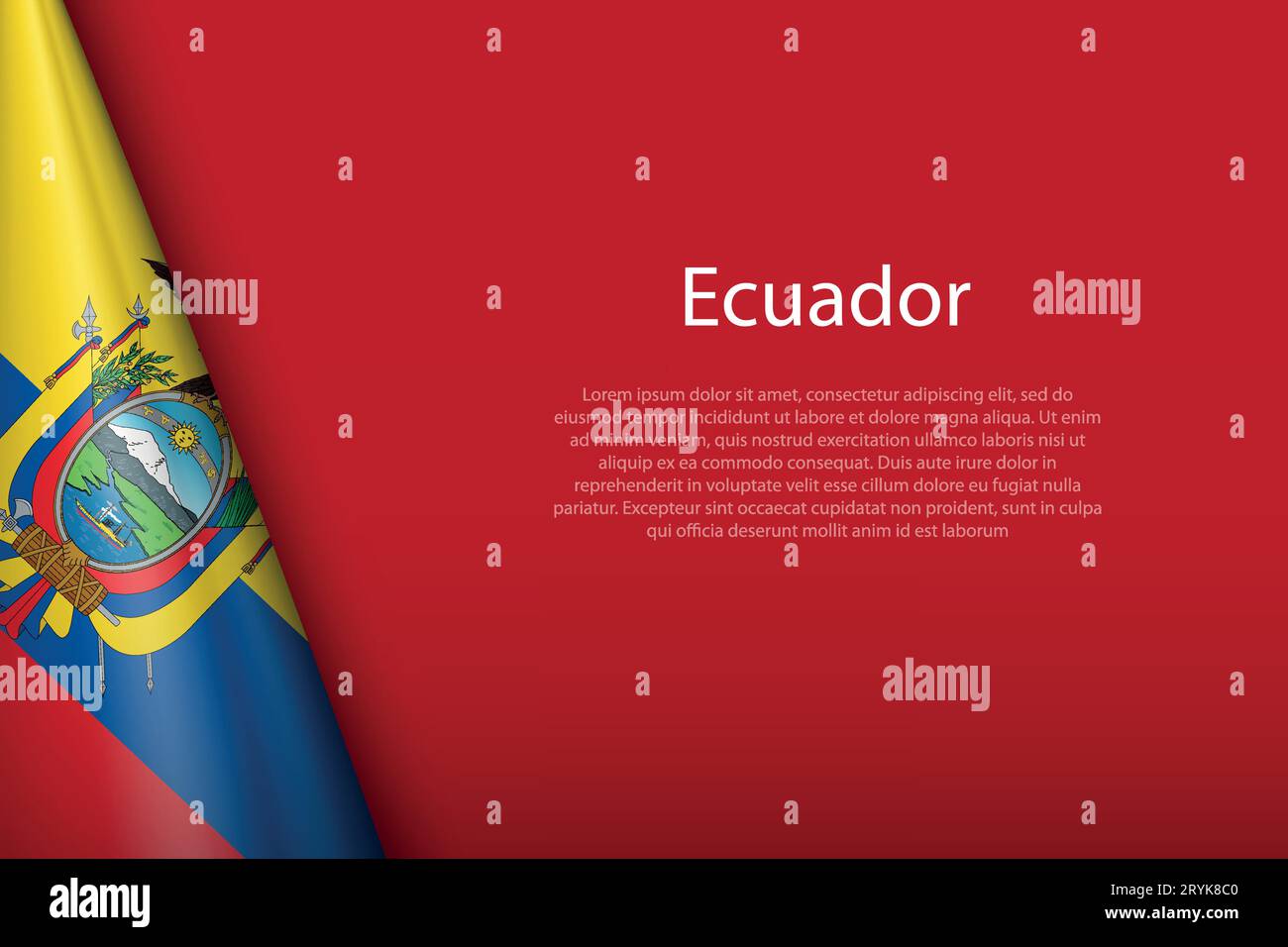 3d national flag Ecuador isolated on background with copyspace Stock ...