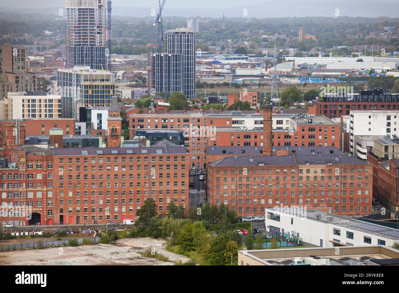 Rooftop view, looking down on Manchester city centre New Islington area ...