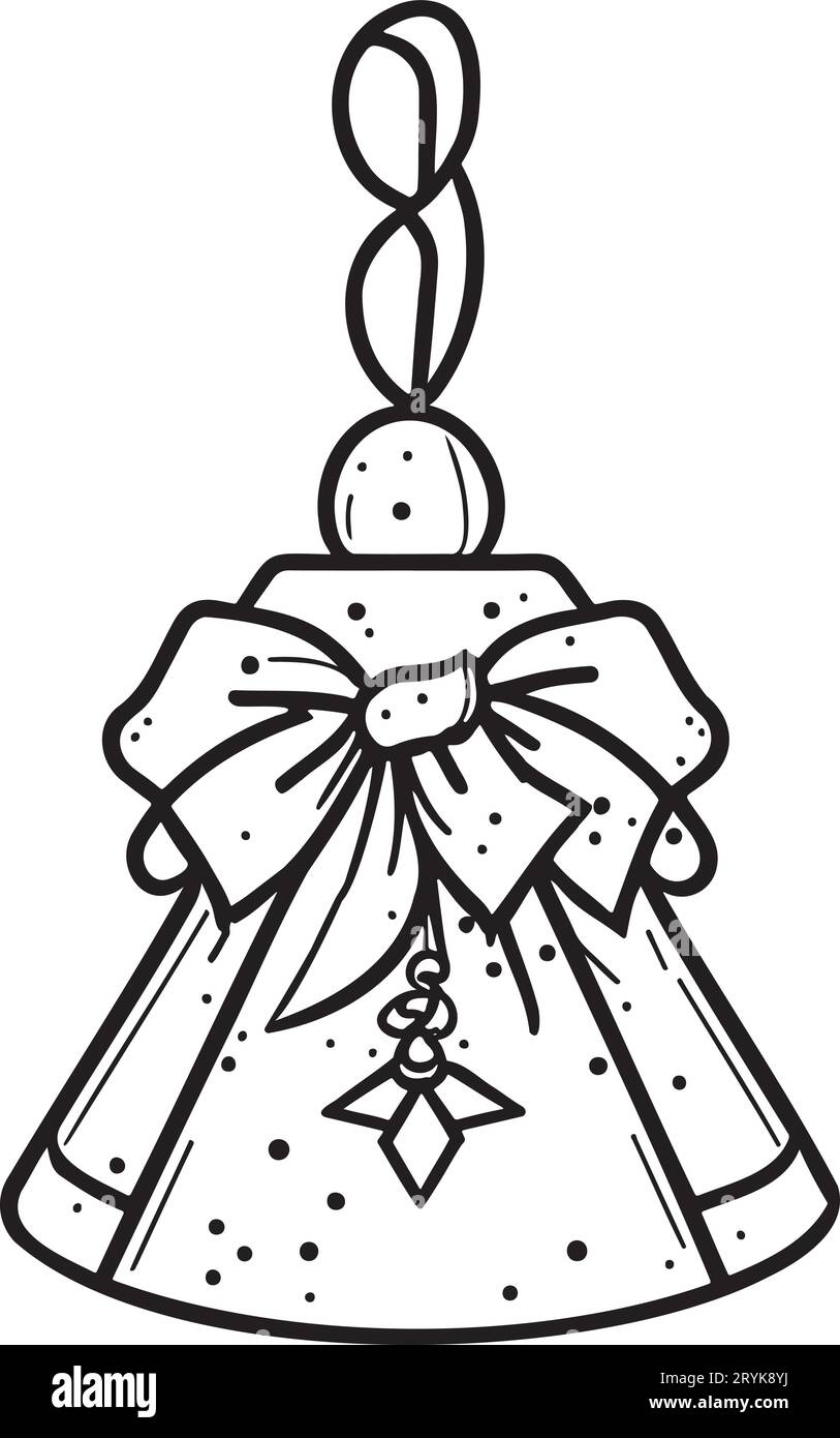 Christmas Bell Vector Illustration Black Outline Stock Vector Image ...