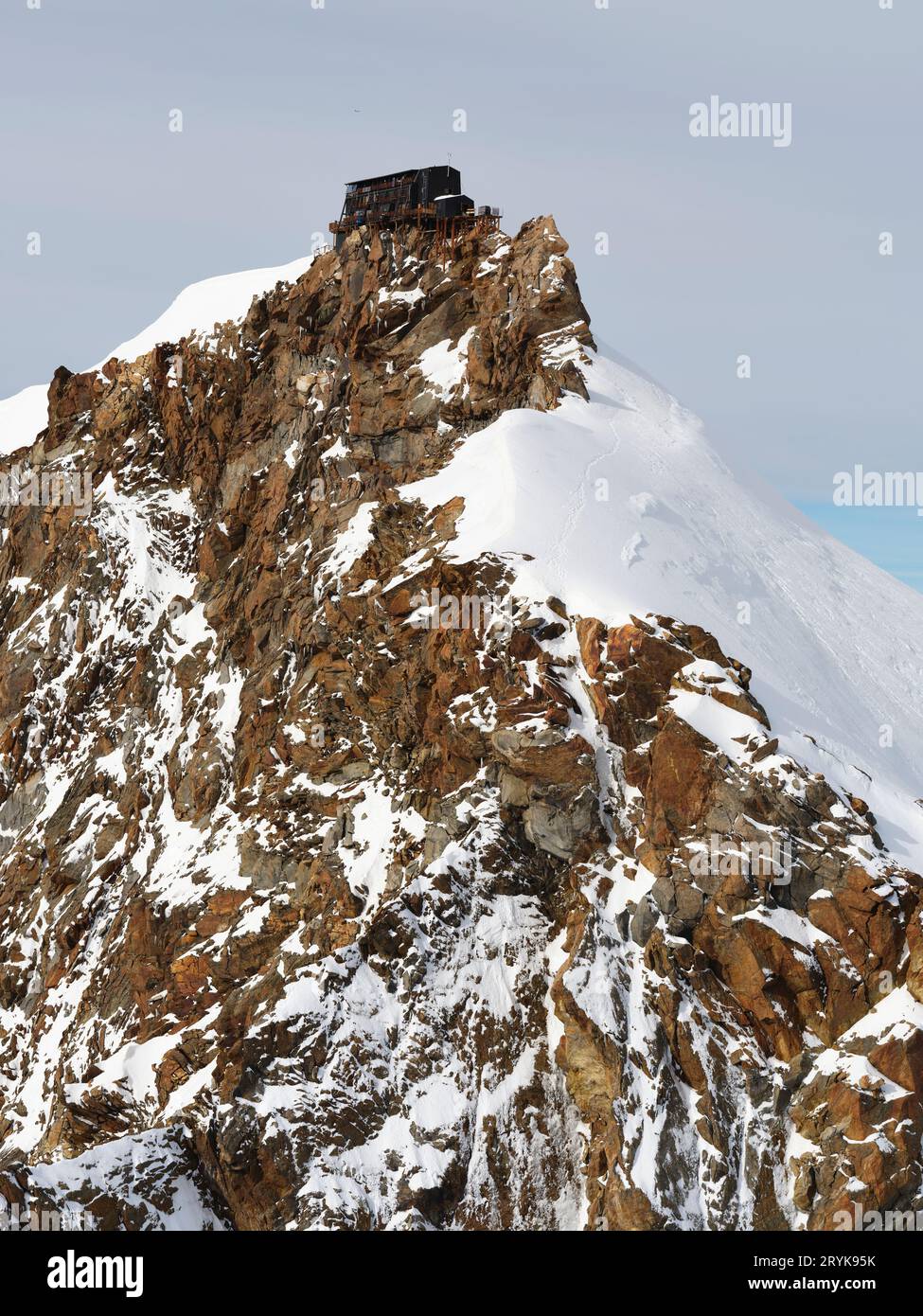 AERIAL VIEW. Capanna Regina Margherita is Europe's highest mountain hut ...