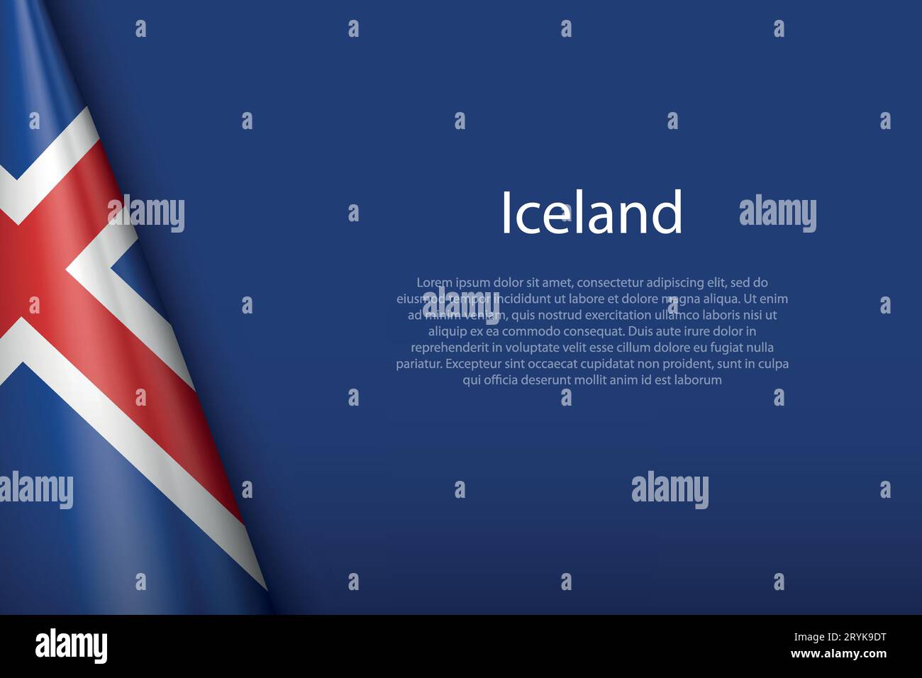 3d national flag Iceland isolated on background with copyspace Stock ...
