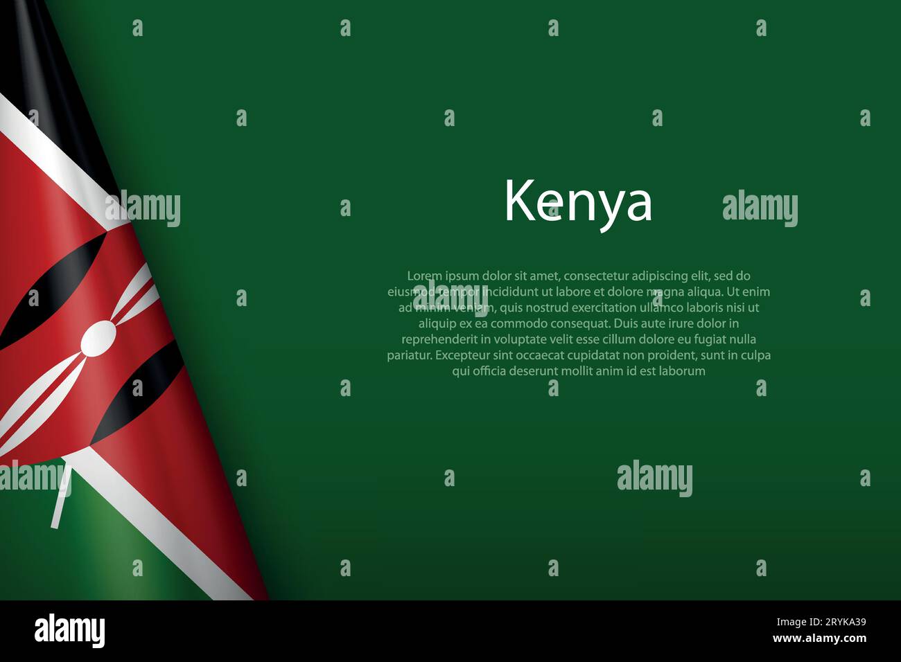 3d national flag Kenya isolated on background with copyspace Stock ...