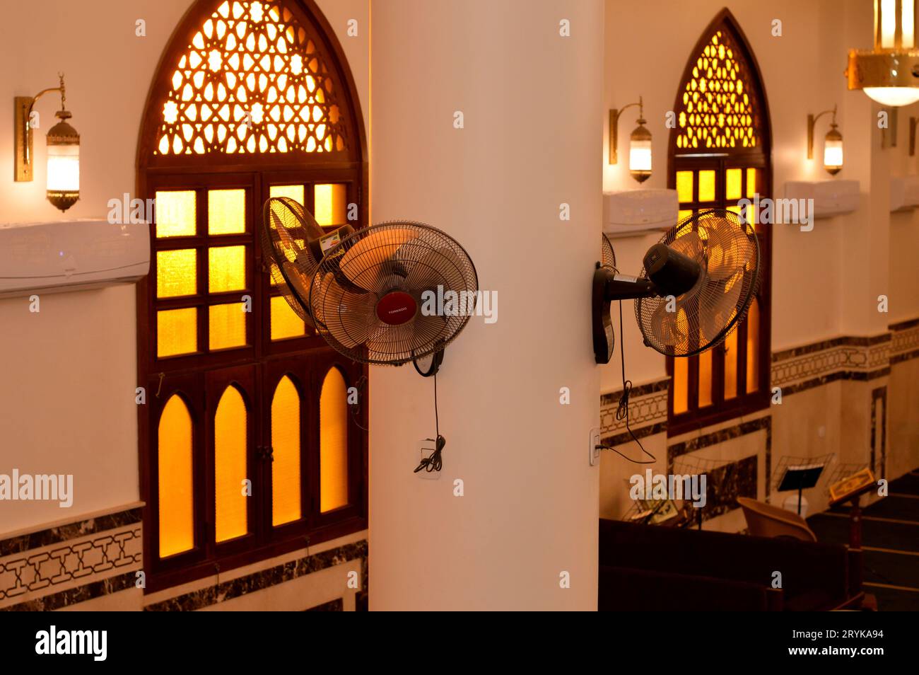 Cairo, Egypt, September 17 2023: The interior of a grand large mosque ...