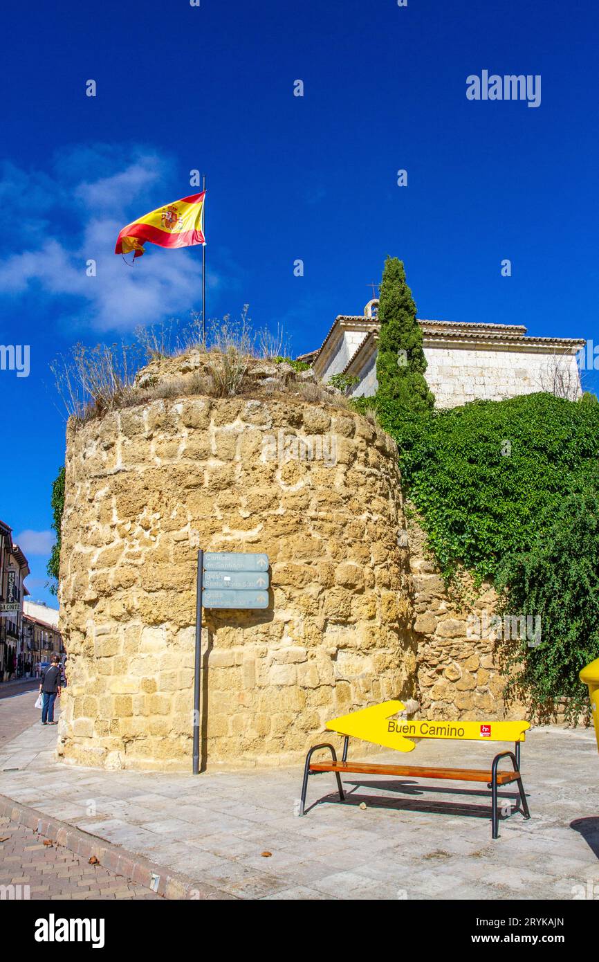 Bench for Pilgrims walking the Camino de Santiago pilgrimage route the ...