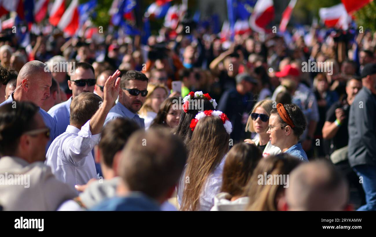 Warsaw, Poland. 1 October 2023. Donald Tusk during of in the biggest ...
