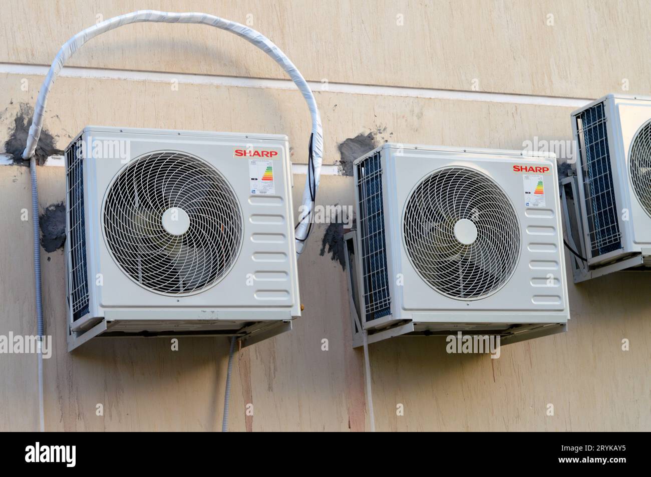 Cairo, Egypt, September 17 2023: Sharp air conditioner compressor for ...