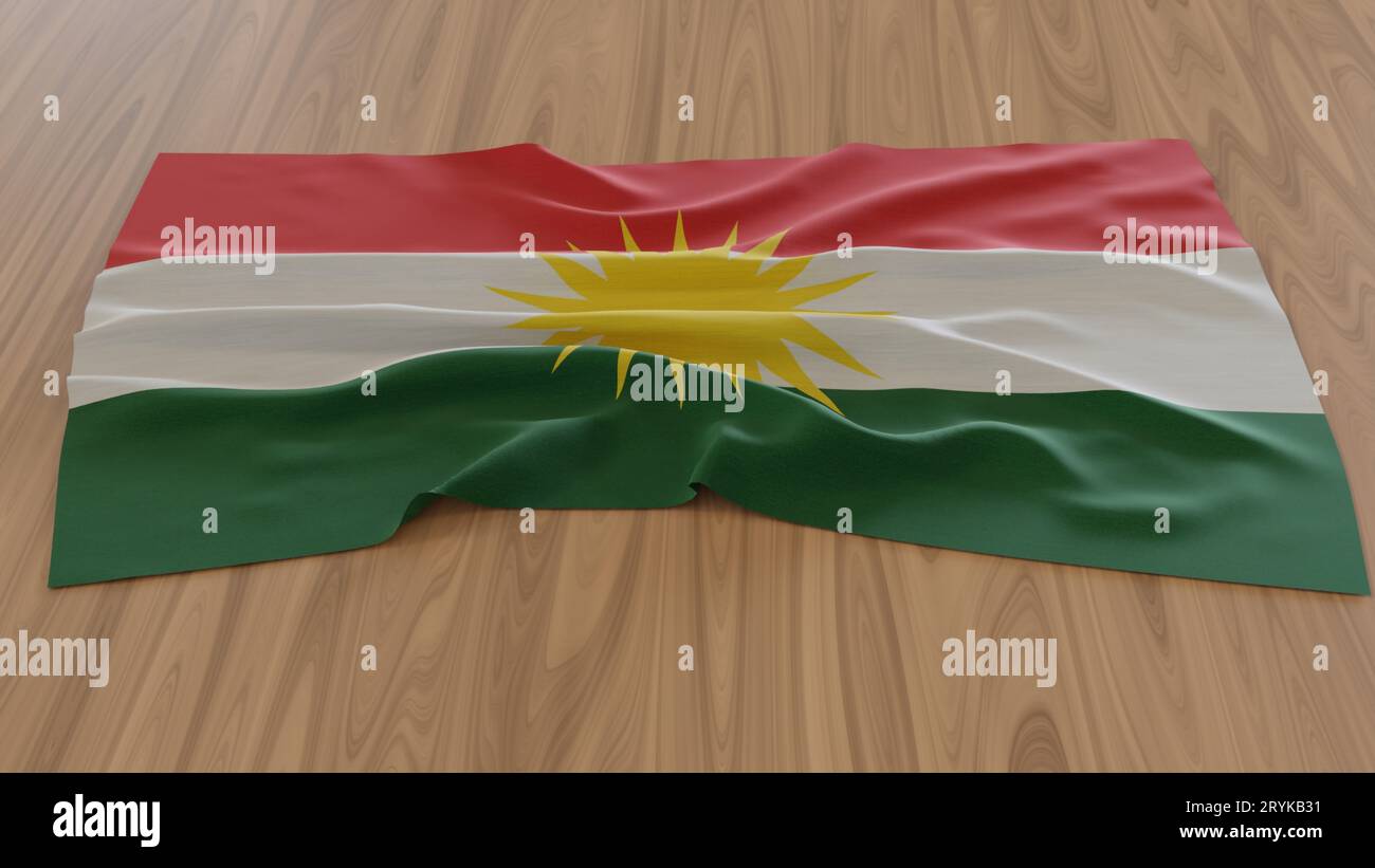 The flag of Kurdistan made in 3D. Colours in the flag symbolises peace ...