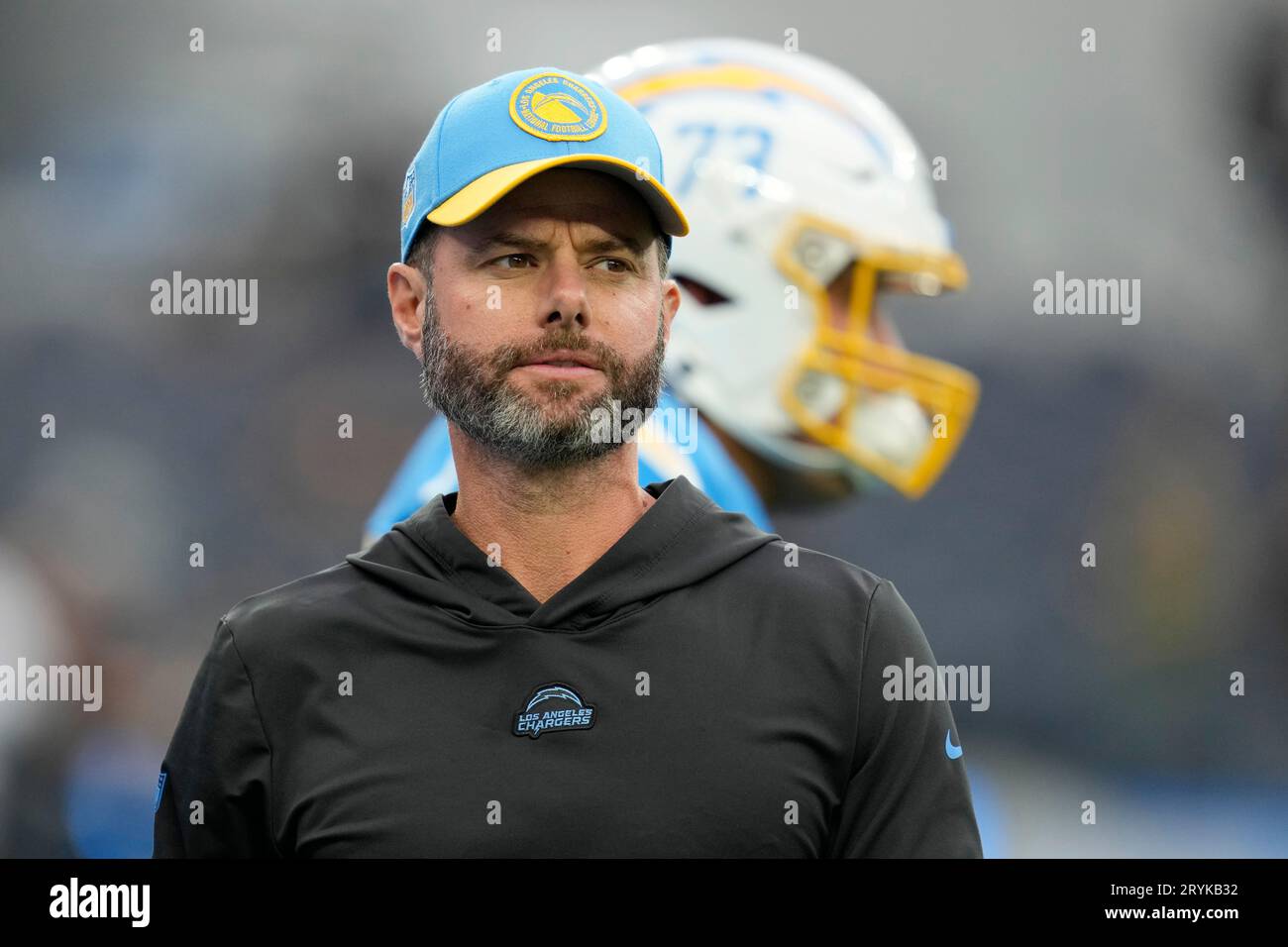 Los Angeles Chargers head coach Brandon Staley walks on the field ...