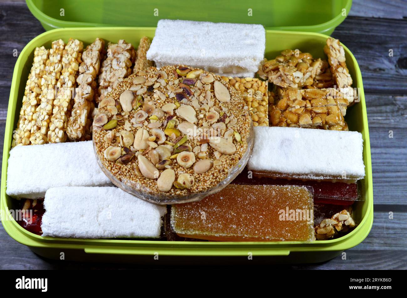 collection of Eastern candy chickpeas, peanuts, sesame, creamy taffy ...