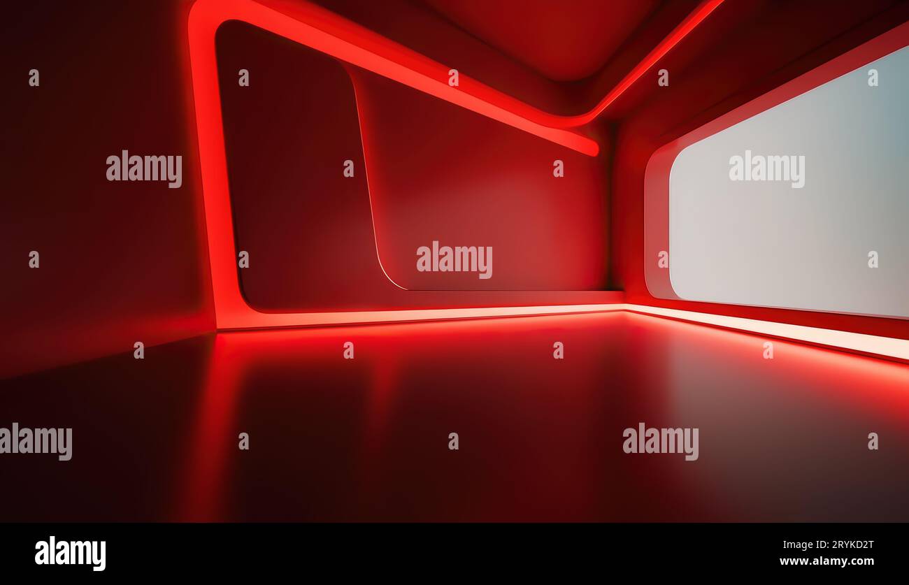 Futuristic Red Room Background Stock Photo - Alamy